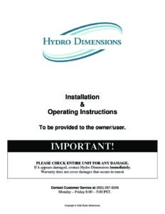 HD Walk-in Bathtub EAS Instructions 2022 | Hydro Dimensions